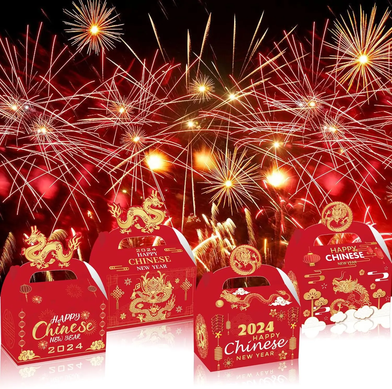 12Pcs Chinese New Year Gift Boxes Chinese Spring Festival Party Boxes ...