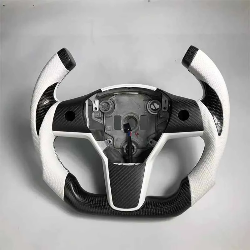 Carbon Fiber Tesla Yoke Aircraft Pan Steering Wheel For Model Y Model 3 ...