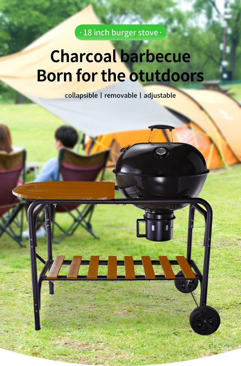Outdoor Barbecue Trolley Grill BBQ Smoker Big Oil Drum