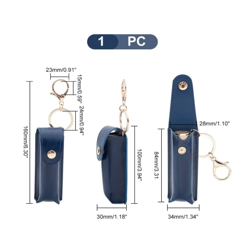 Chapstick Keychain Holder 6.3 Inch PU Leather Clip-on Lipstick ...