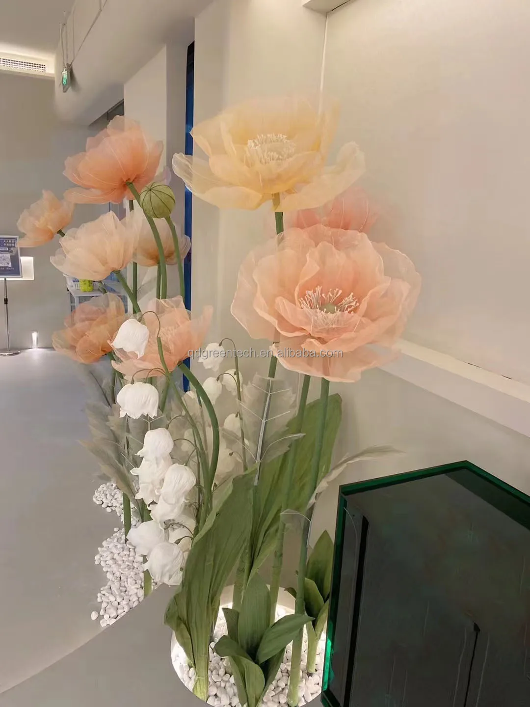 Wholesale Silk Organza Giant Standing Poppy Flower Sets