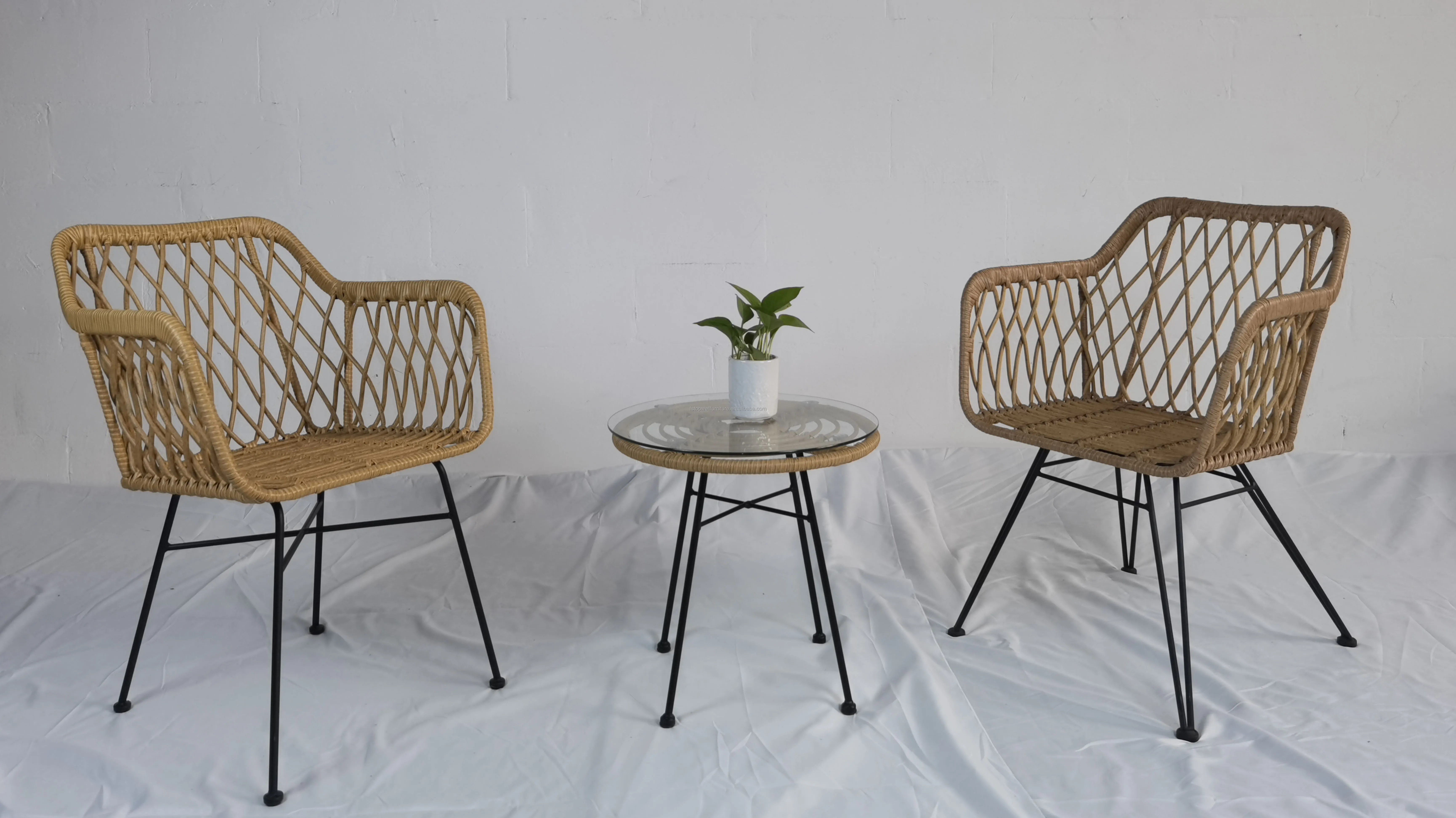 Rattan Furniture Outdoor Steel Wicker Dining Chairs For Dining Table ...