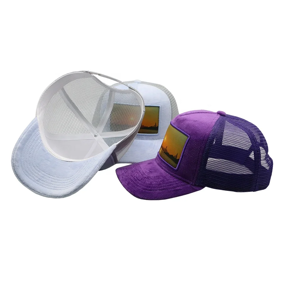 Custom Design Printing Patch Velour Mesh Trucker Caps 3d Frame ...