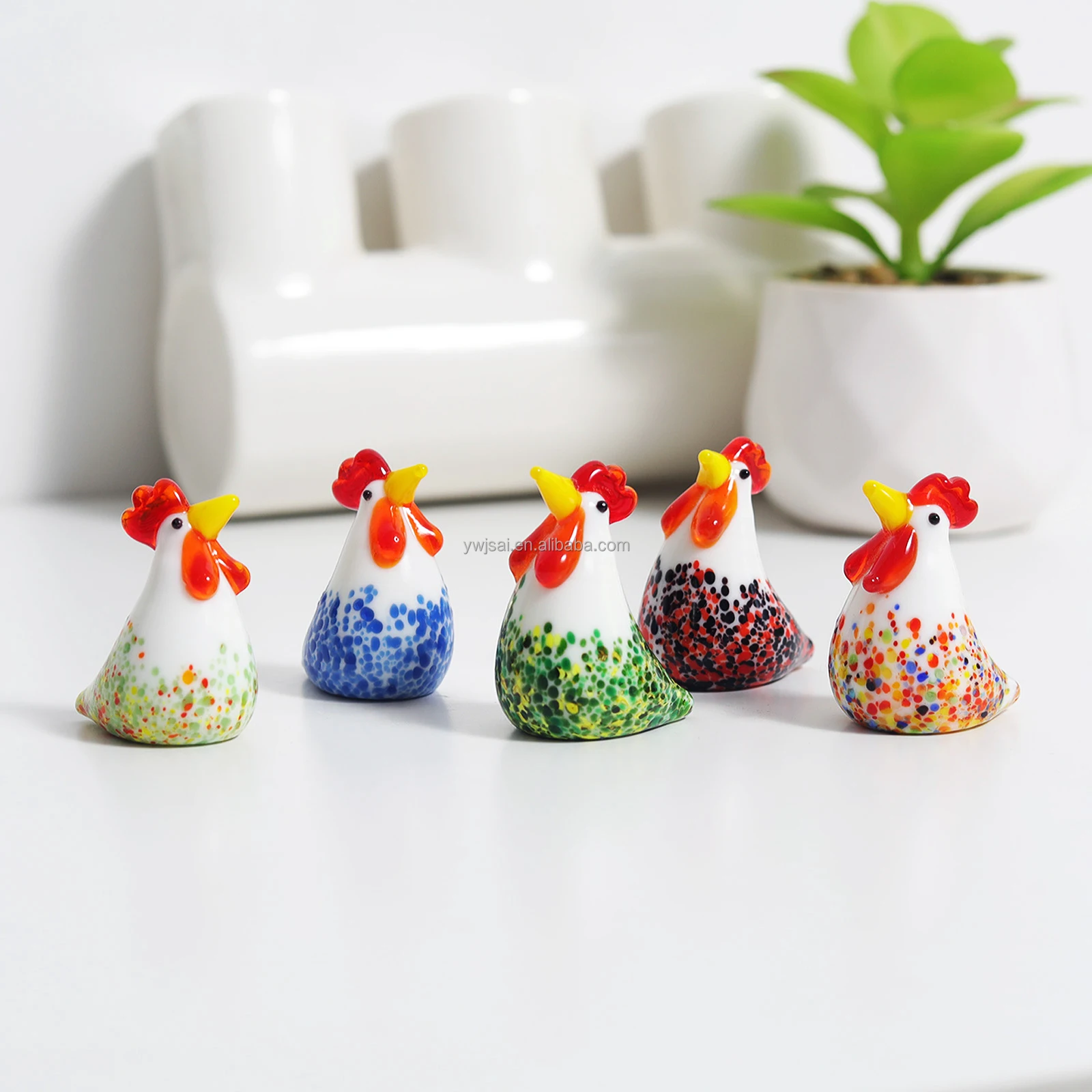 Crystal Animals Cockerel Collectible Figurine Table Ornament