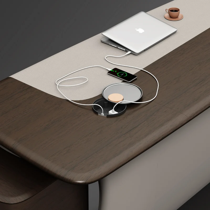 Minimalist Modern Luxury Wooden Panel Boss Workstation Desk Custom-Made ...
