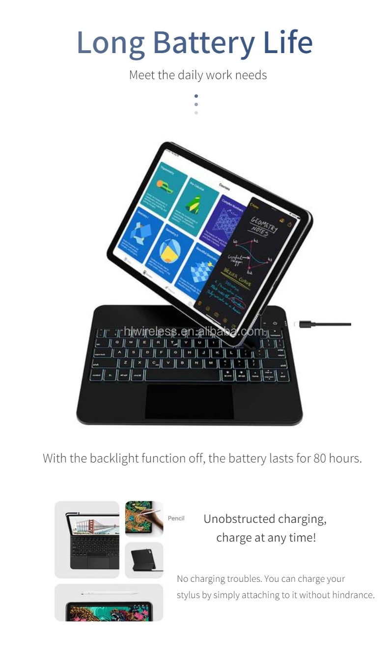 Magic Keyboard with 360 Degree Rotating Case for Ipad Pro