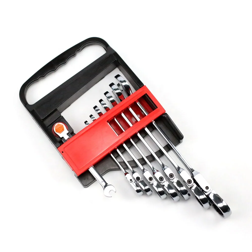 8pcs Foldable Ratchet Spanner Wrench Set With Flexible Box End - Buy ...