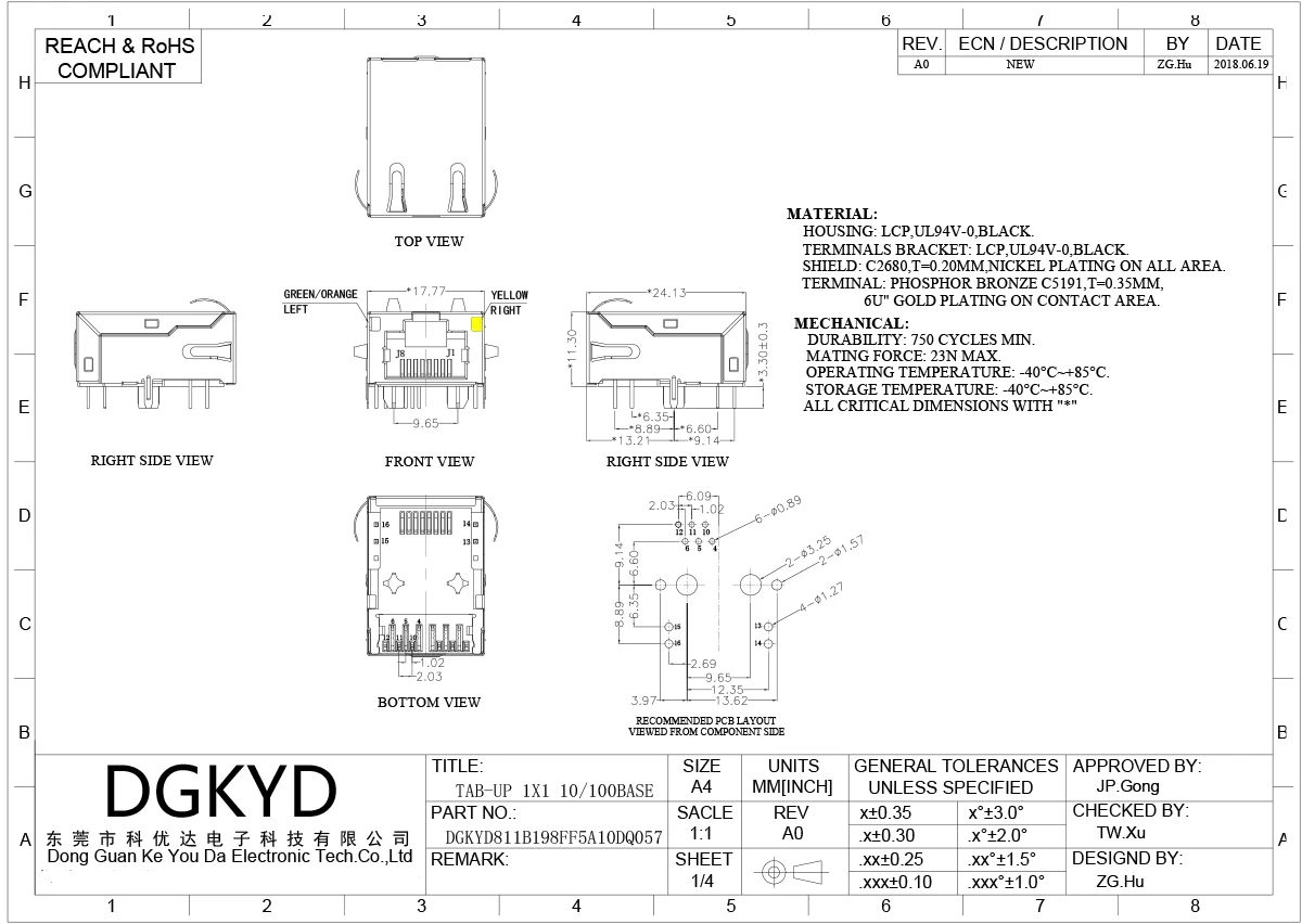 Rj45 Network Connector 100mbps Integrated Transformer (without Pins 1.2 ...