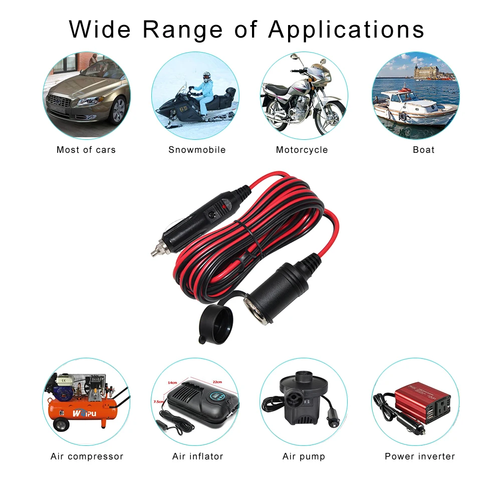 Car Charging Port Extension Socket Motor Lighter Wiring Adapters Male ...