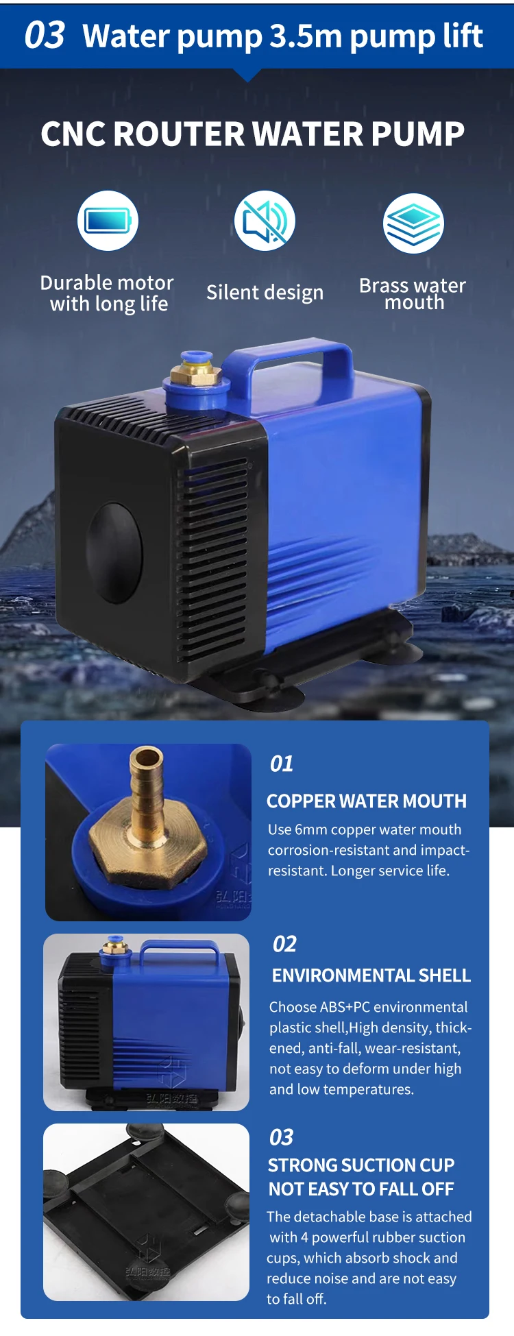 HQD 2.2KW ER20 Water Cooled Cooling CNC Router Motor Spindle and ...