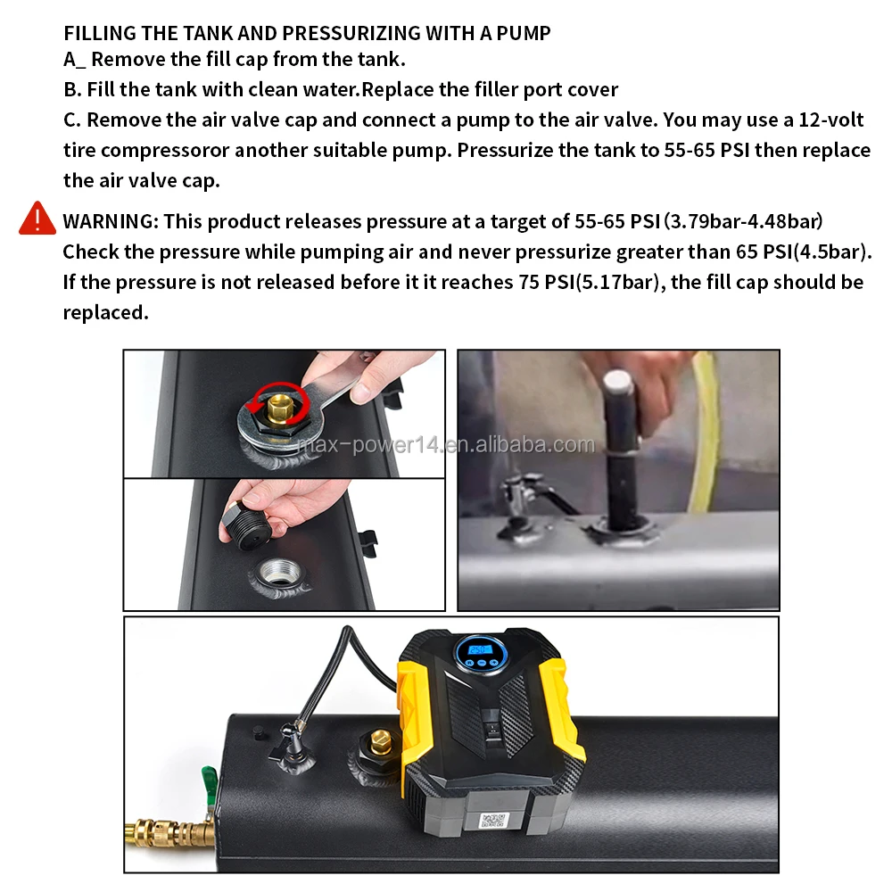 8 Gallon Pressurized Water Tank with Air Compressor for Overlanding ...