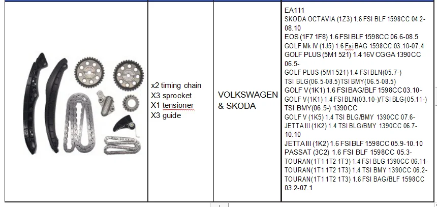 Factory Full Timing Chain Kit For Vw Audi 1.4 1.6 Tsi Tfsi Ea111 ...