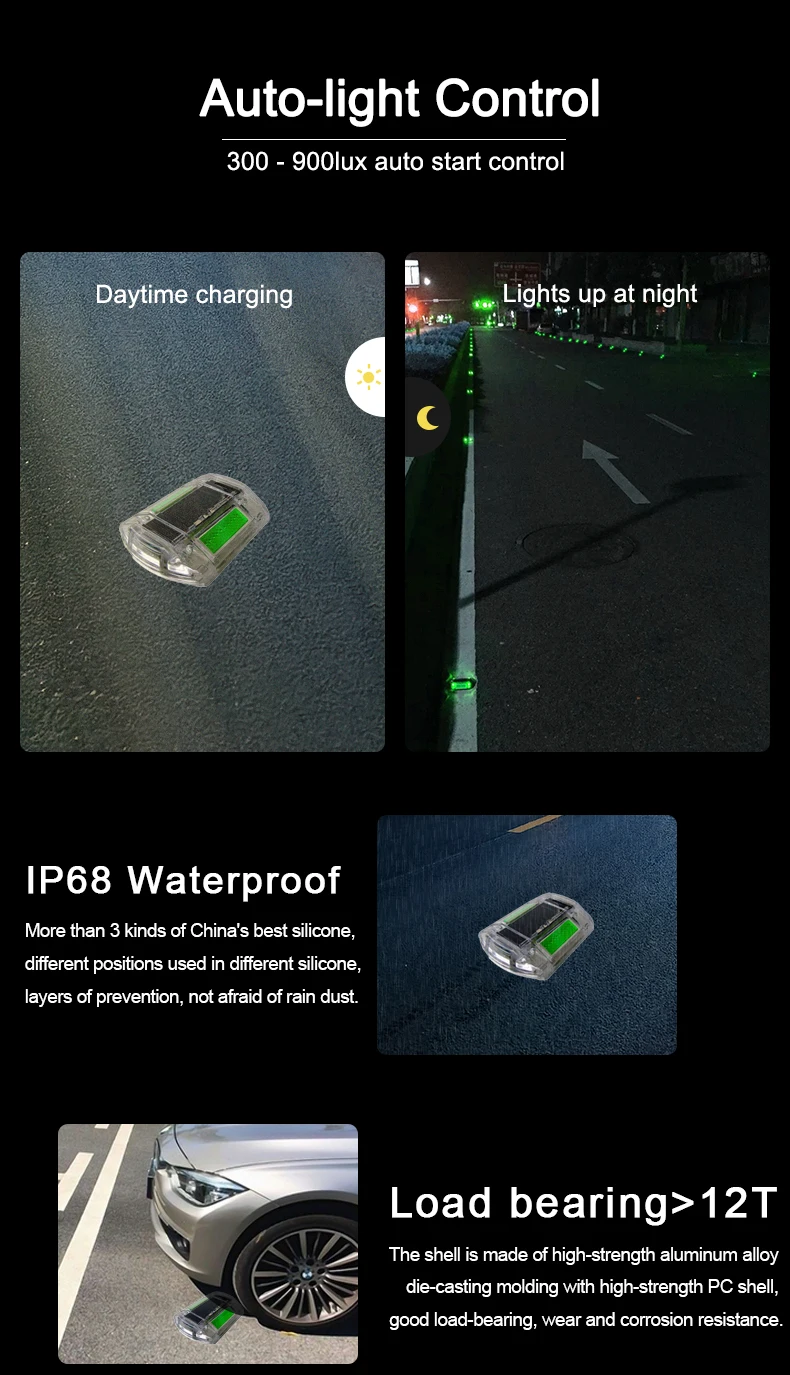 PC Solar Road Stud Blinker signal Light Solar Power LED Road Stud ...