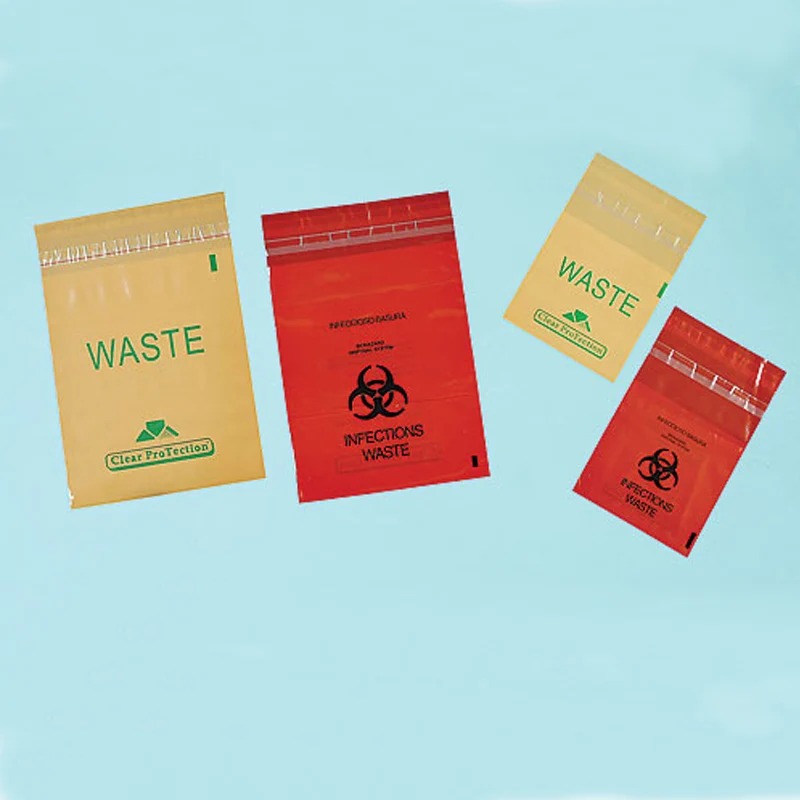 Customized Yellow Plastic Biohazard Adhesive Bag Medical Waste Bag For ...