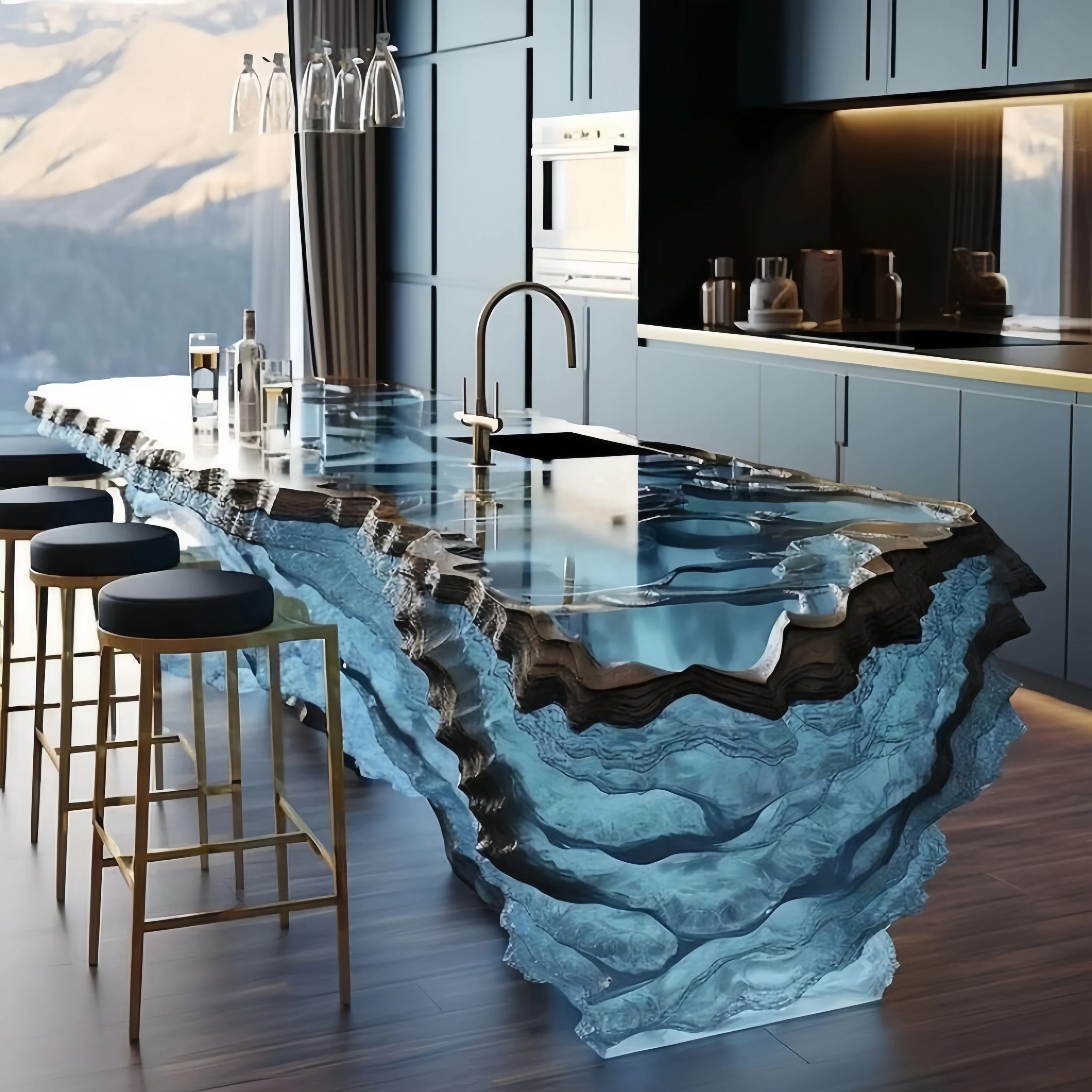 Luxurious Epoxy Kitchen Island with Custom Resin Countertops - Eco ...