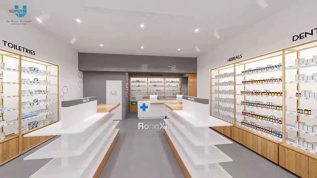 White Laminate Pharmacy Shop Counter Design Retail Pharmacy Shop ...