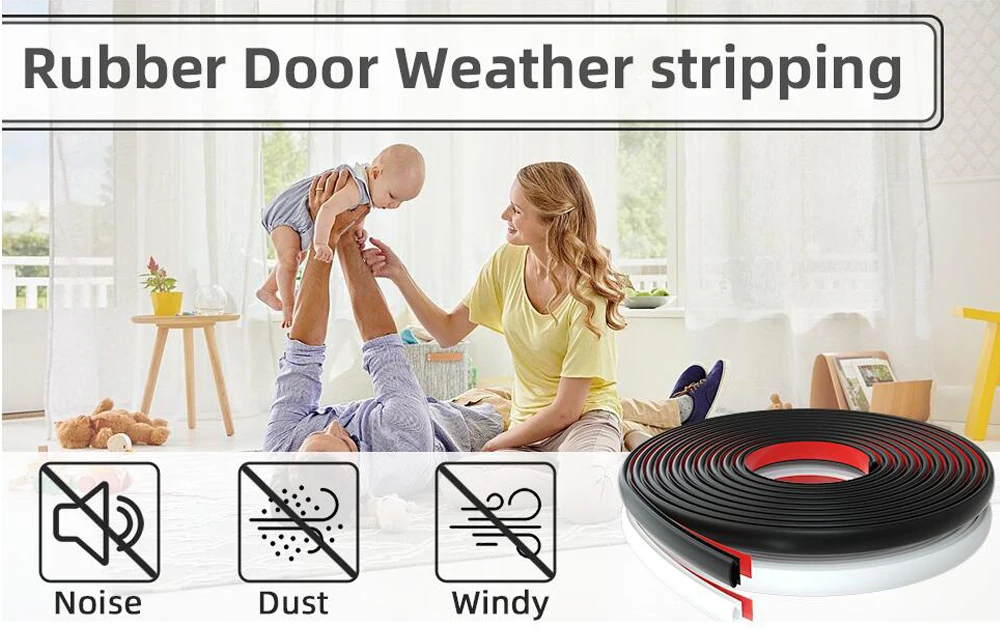 19.6 Ft Rubber Doors & Windows Weather Stripping - Soundproof ...