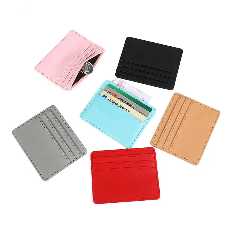 Slim PU Leather Credit Cards Holder - Solid Colors & Custom Logo