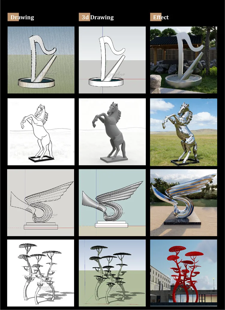 YOUFINE Large Stainless Steel Sphere Column Sculpture Modern Reflective ...