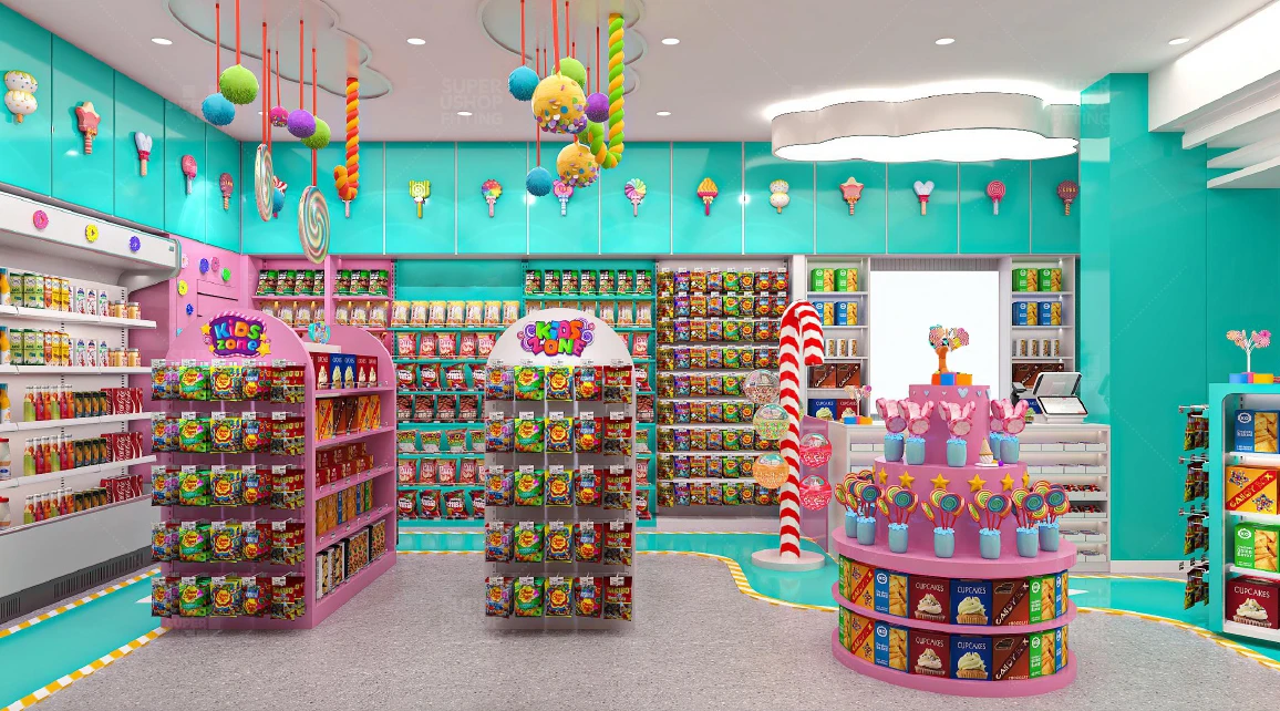 Customized Candy Cart Display Stand - Colorful & Durable