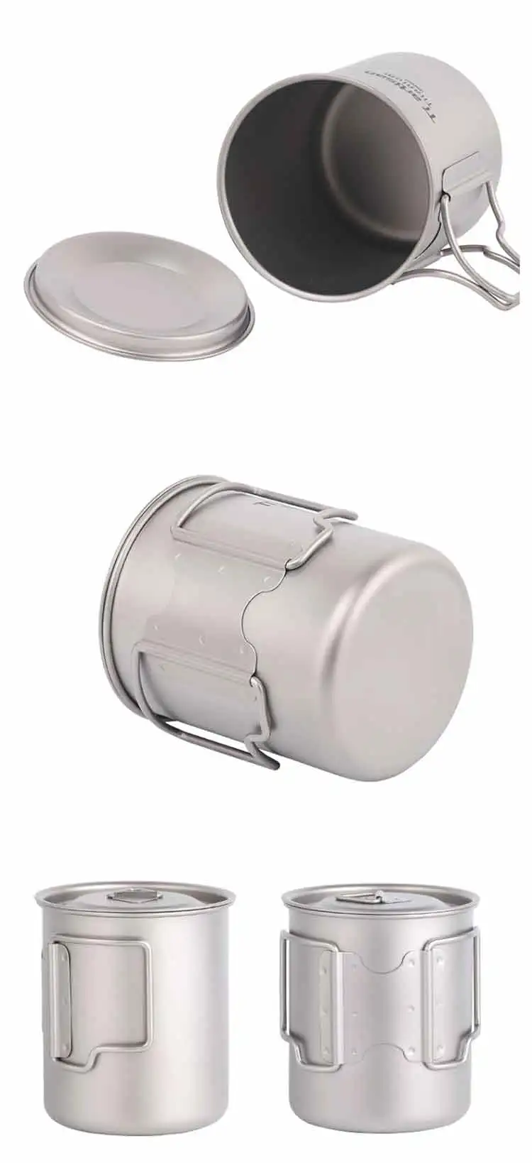 Outdoor Titanium Cup Pure Titanium Folding Cup With Lid Mug 450ml ...