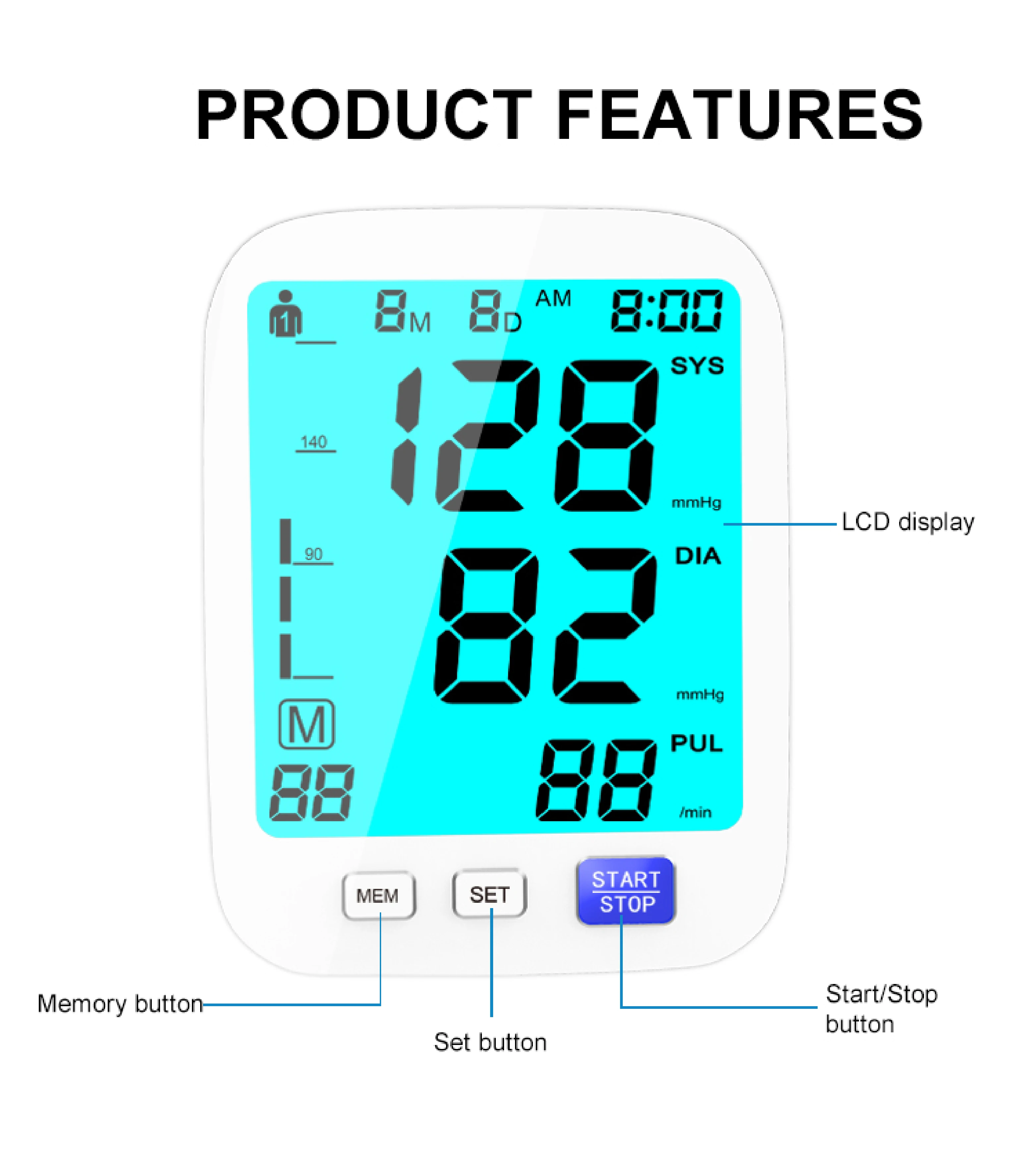 Hospital Clinic Automatic Digital Sphygmomanometer Ce Iso Bp Machine ...