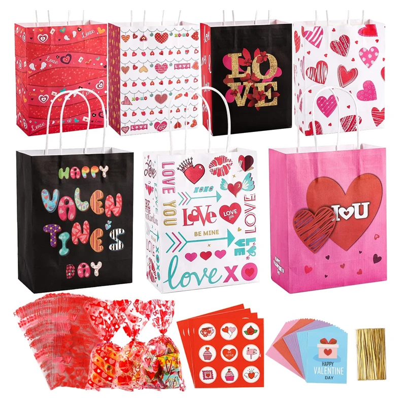 KM Mixed Style Love Heart Gift Bags - Eco-Friendly & Customizable