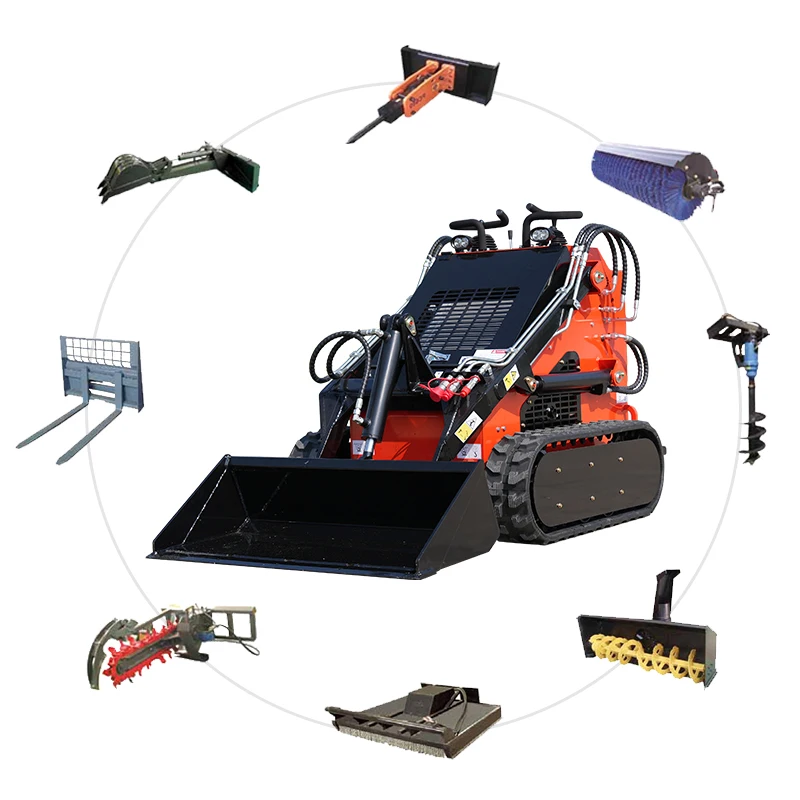 Chinese Factory Walk Behind Crawler Mini Skid Steer Loader Ride On Mini ...