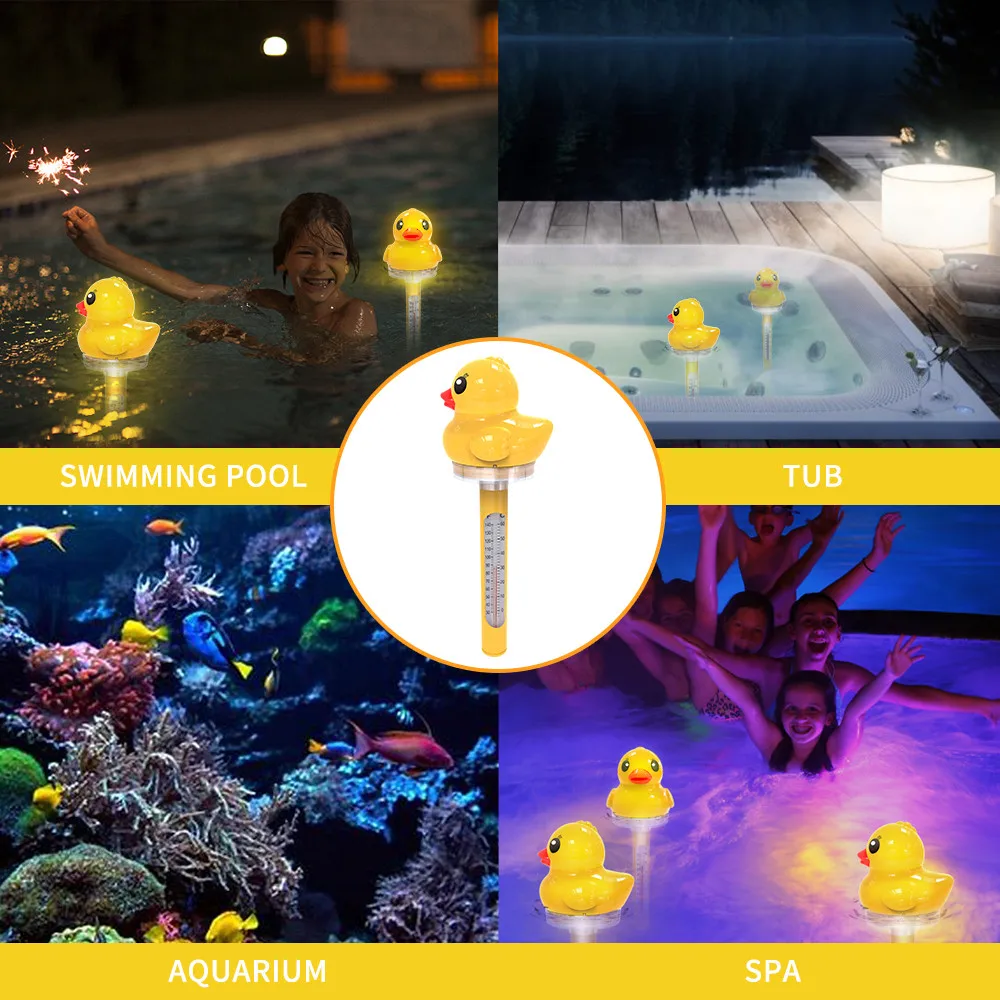 Floating Duck Pool Thermometer Solar Powered Pond Water Thermometer ...