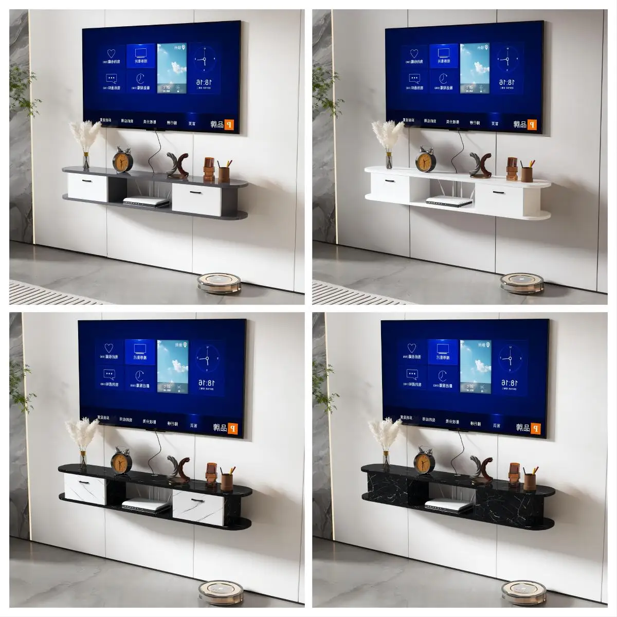 Wall-mounted Suspended Tv Cabinet Modern Minimalist Small Apartment ...