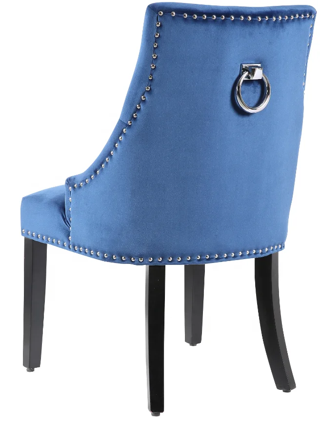 Dark Blue Velvet Round Metal Loop Dining Chair - Buy Dark Blue Dining ...