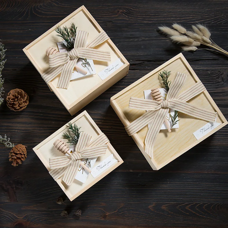 Wholesale Wedding Storage Wooden Box Portable Packaging Gift Box Square ...