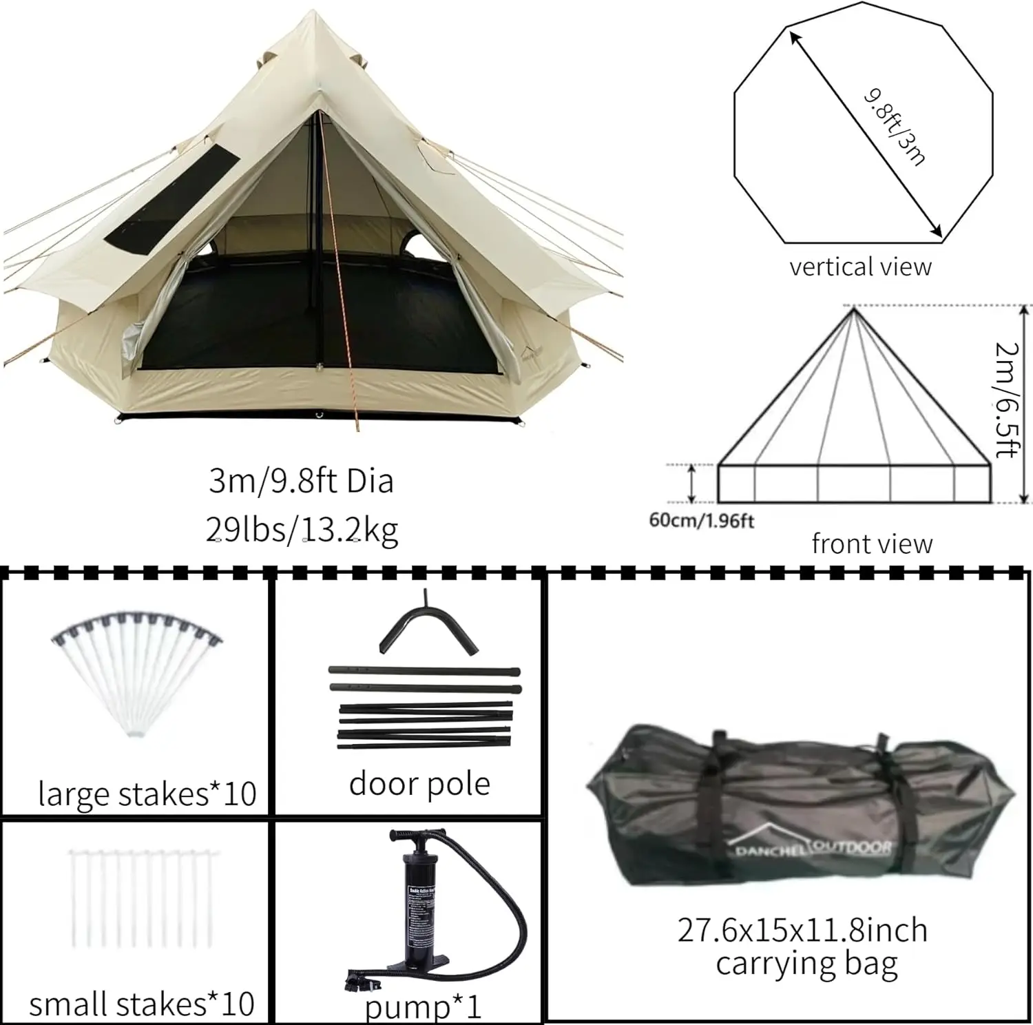 DANCHEL OUTDOOR 4 Seasons Inflatable Camping Tent - Luxury Yurt
