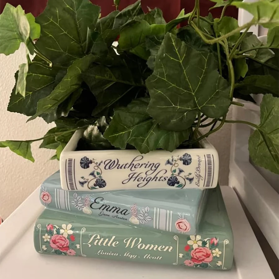 Ins Nordic Cute Ceramic Stack Book Shaped Decorative Succulent Planter ...