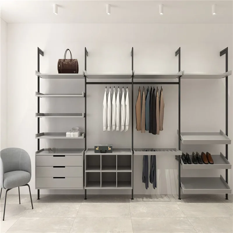 Apartment Wardrobe Aluminum Pole System Open Style Walk in Closet ...