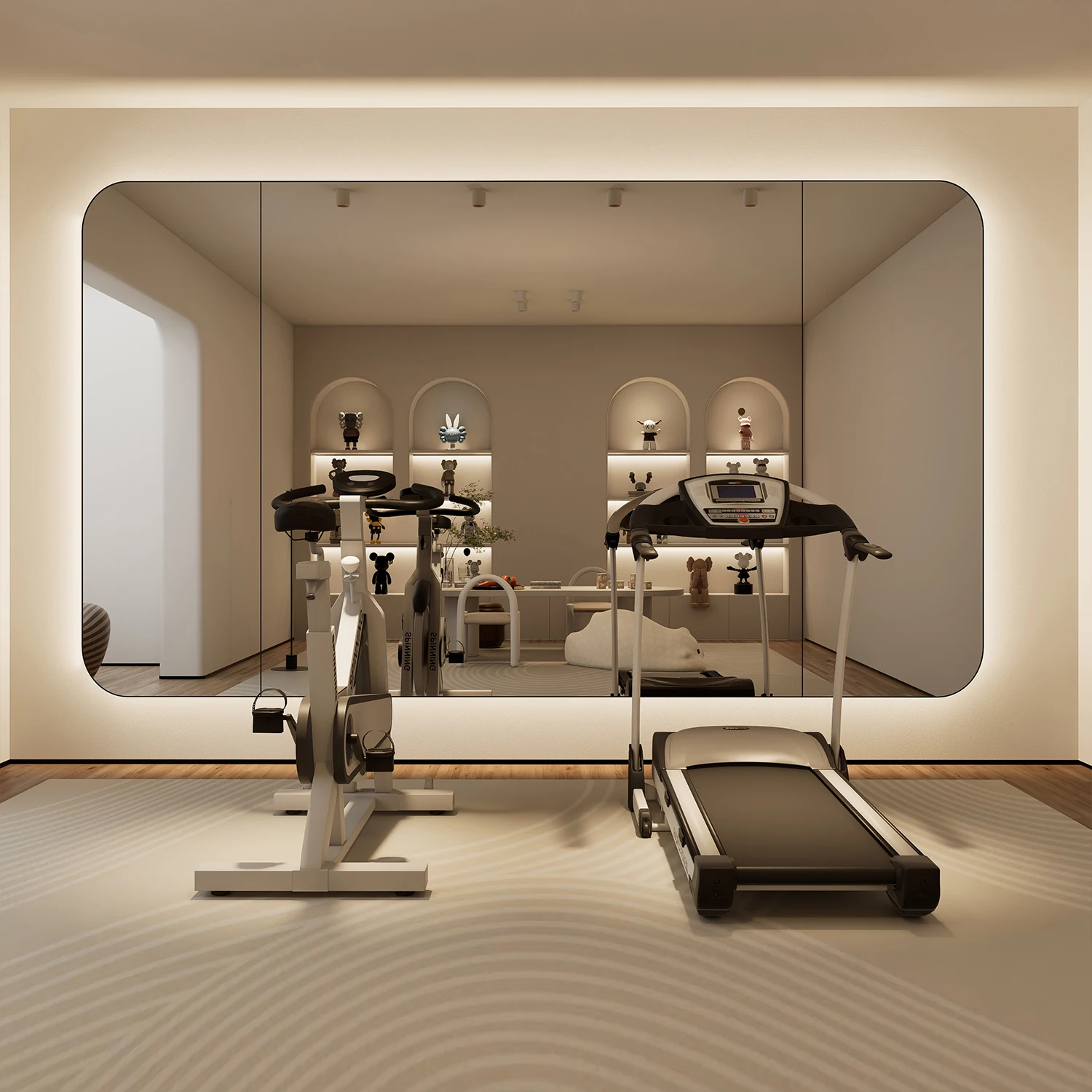 Customized Indoor Gym Large Frameless Safety Backlit Light Wall Mirror ...