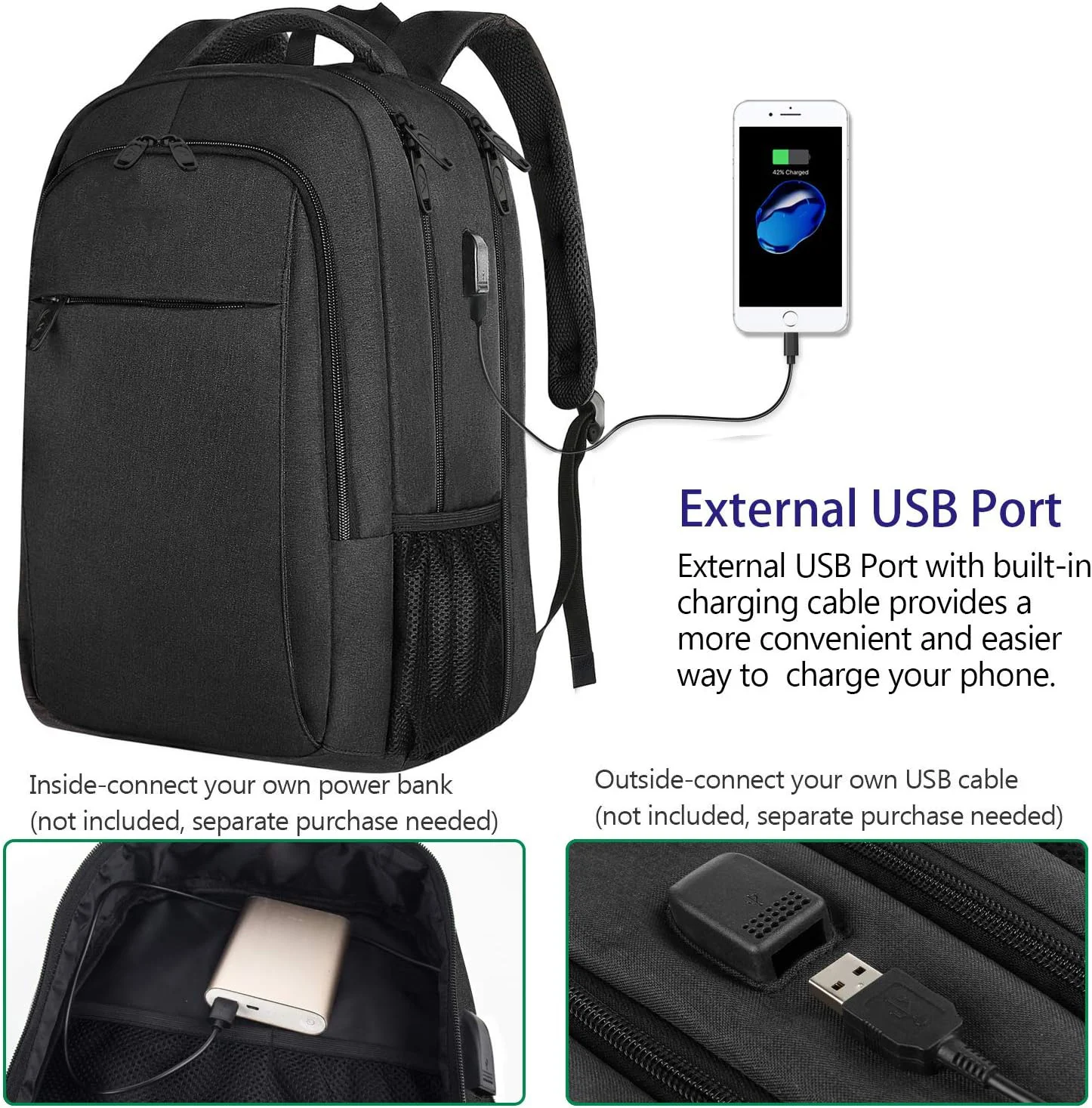Men's Smart Usb Laptop Backpack With Cover Convenient Backpack Bag ...