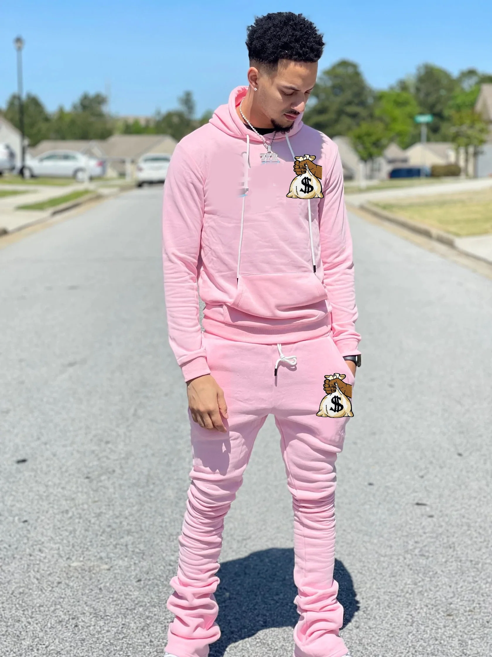 KY New Design Embroidery Custom Hoodies & Stacked Joggers