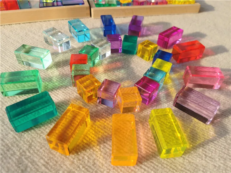 Montessori Toys - Rainbow Lucite Stacking Blocks for Kids