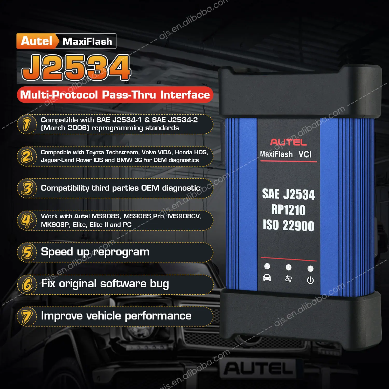 Autel Official Store Maxiflash Vci J2534 Ecu Programmer Tool For Altra ...
