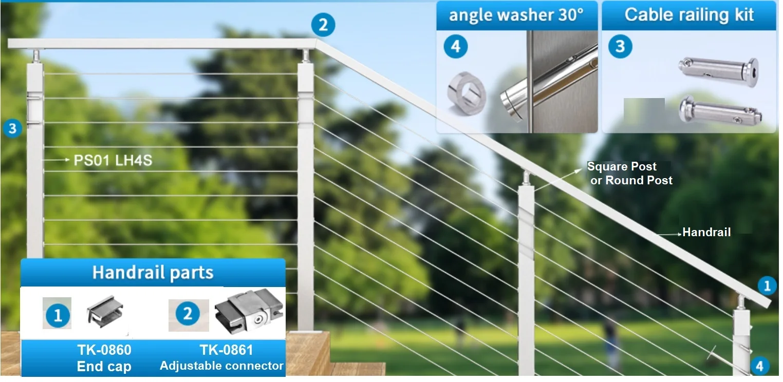 Taka Stainless Steel Veranda Cable Wire Railing With Black Quare Post ...