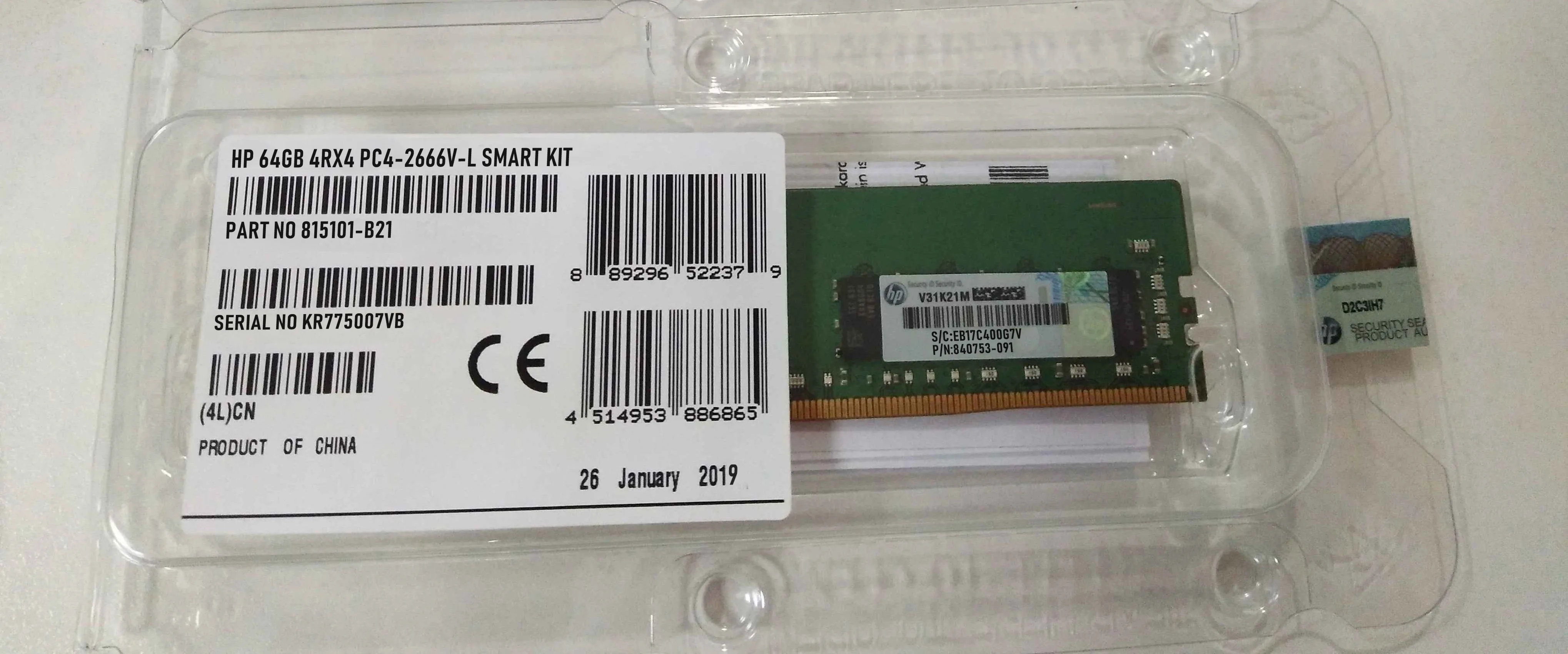 Hpe 64g 4rx4 2666 Ram Memoire 815101-b21 Brand New Smart Ram Smart ...