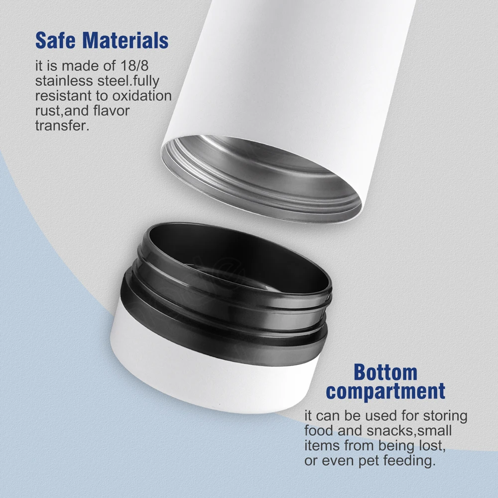 Insulated Stainless Steel Water Bottle with Storage Compartment