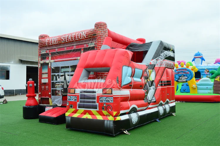 Customized Inflatable Fire Truck Bouncer - Perfect for Events