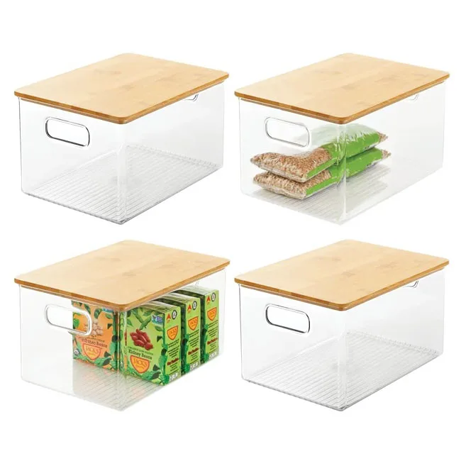 Wholesale Plastic Stackable Kitchen Pantry Cabinet with Bamboo Lid