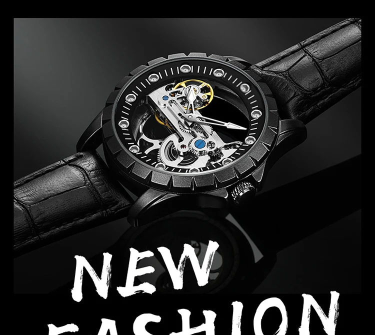 New Custom Transparent Watch Fully Automatic Hollow Flywheel Wristwatch ...