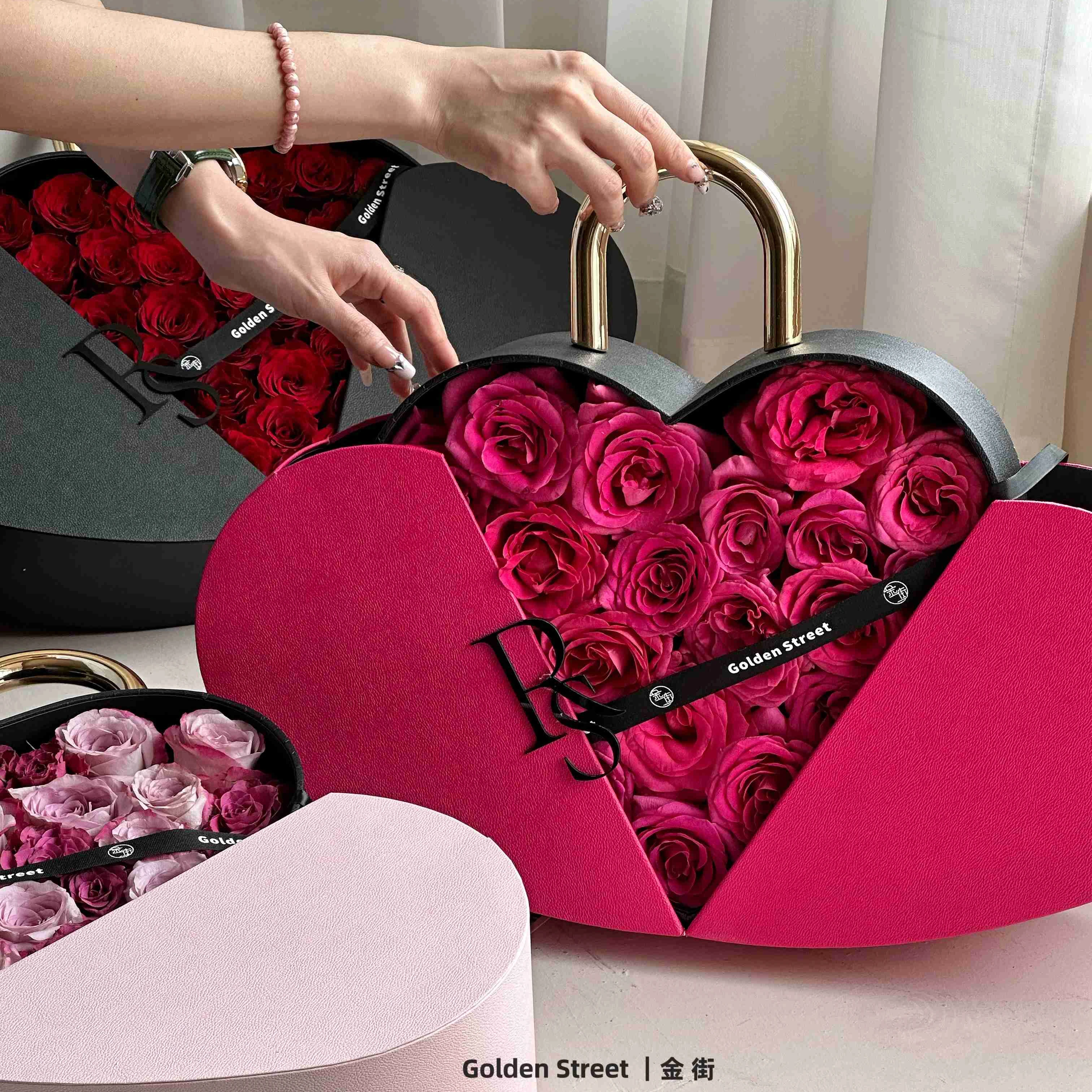 Double Love Hand Held Valentine's Day Sink Proof Flower Gift Box Fruit ...