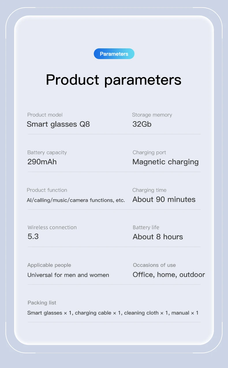 2025 Q8 Automatic Color-changing Lenses Smart Glasses Video Recording ...