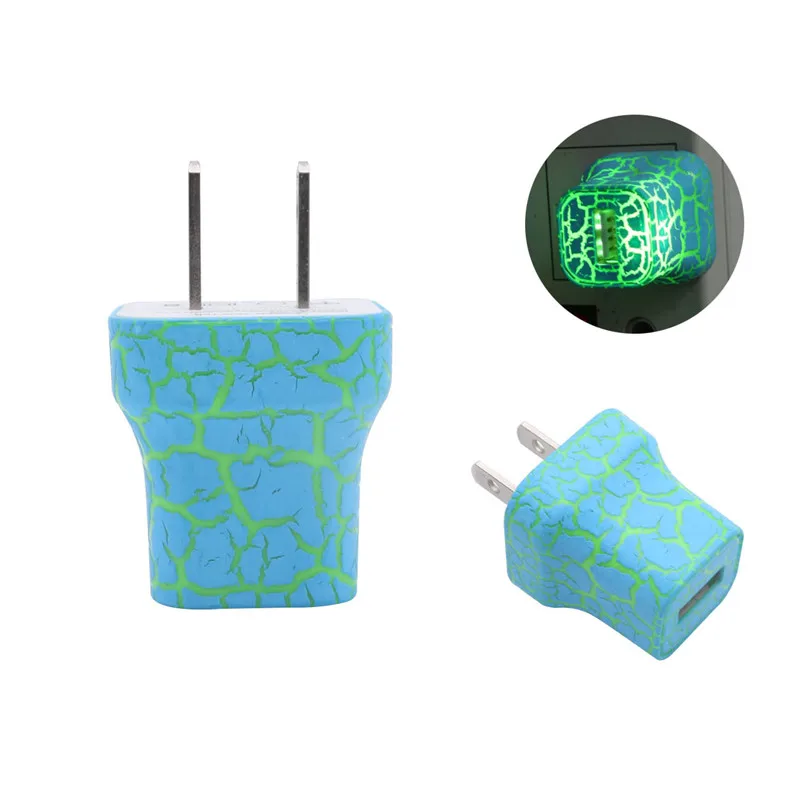 Led Usb Wall Charger Color Glowing Light Travel Home Charging Power ...