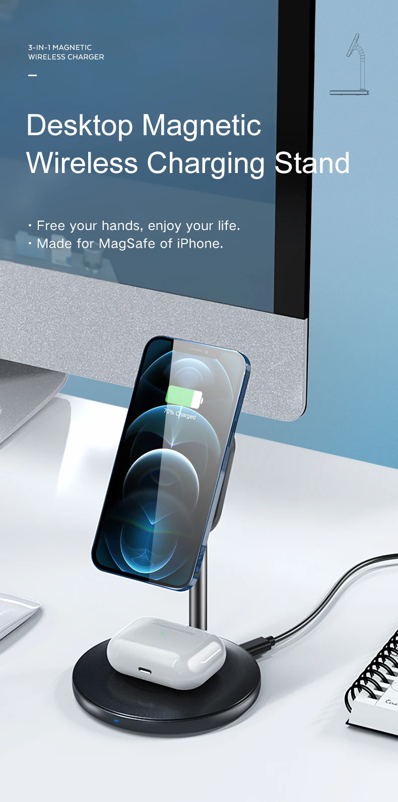 Regular Model 15w Magnetic Charging Custom Logo Phone Earphone ...